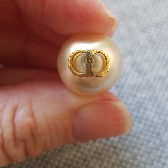 Dior | Jewelry | Pair Of Vintage Christian Dior Pearl Logo Buttons ...